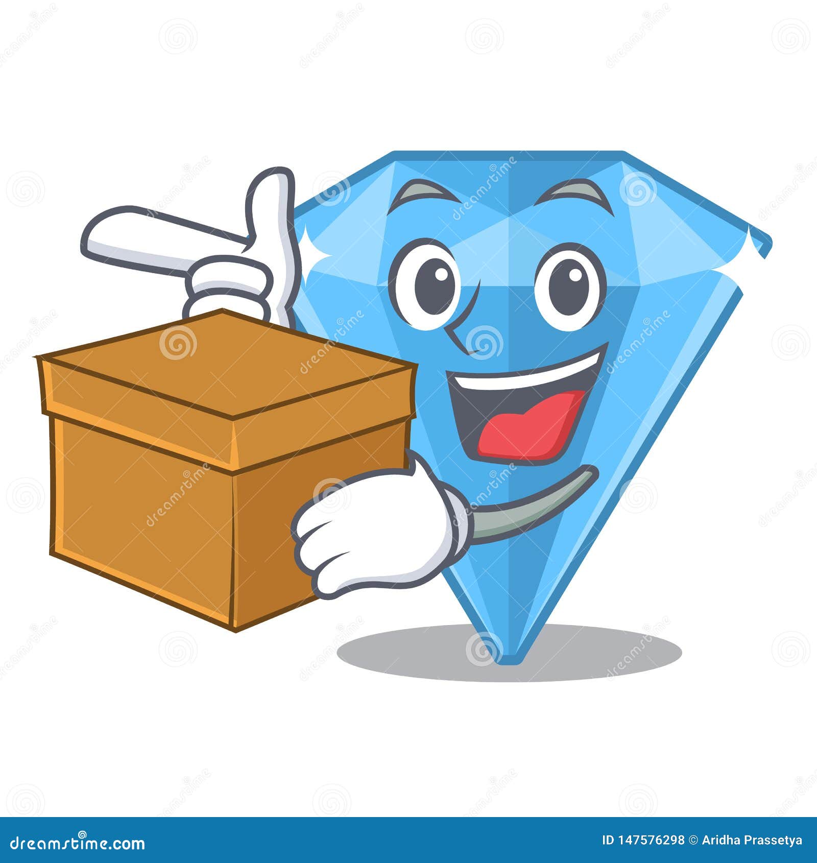 With Box Sapphire Gems in the Cartoon Shape Stock Vector - Illustration ...