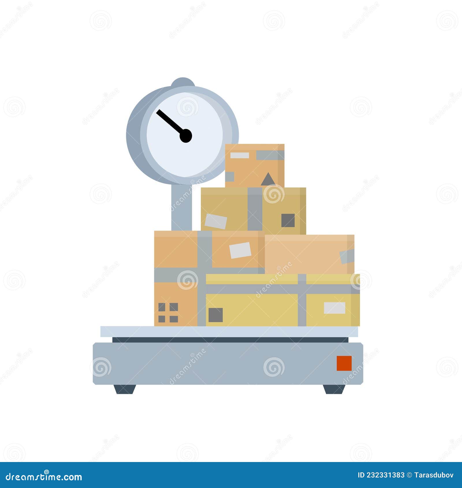 Box is on Scale. Weighing of Cargo and Parcels Stock Vector ...