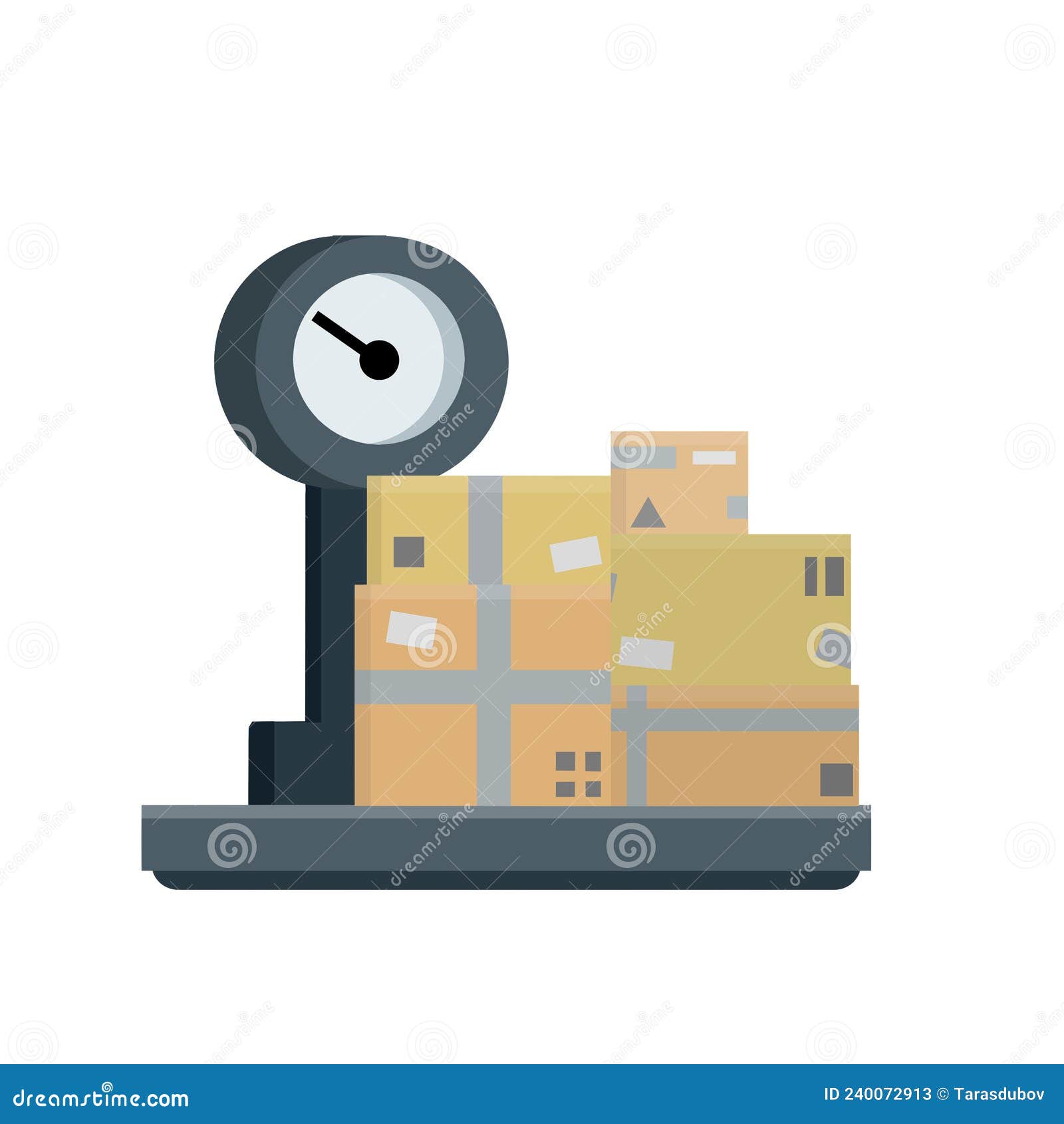 Box is on Scale. Weighing of Cargo and Parcels Stock Vector ...