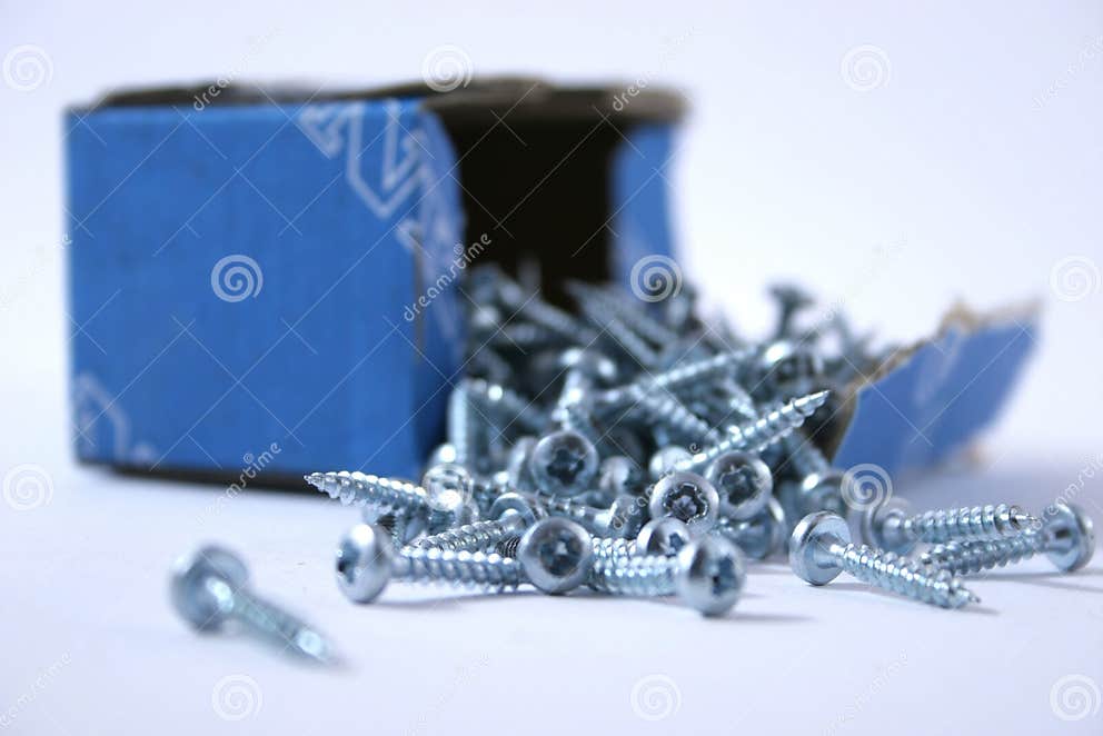 Box of Screws stock photo. Image of connect, spill, blue - 306134