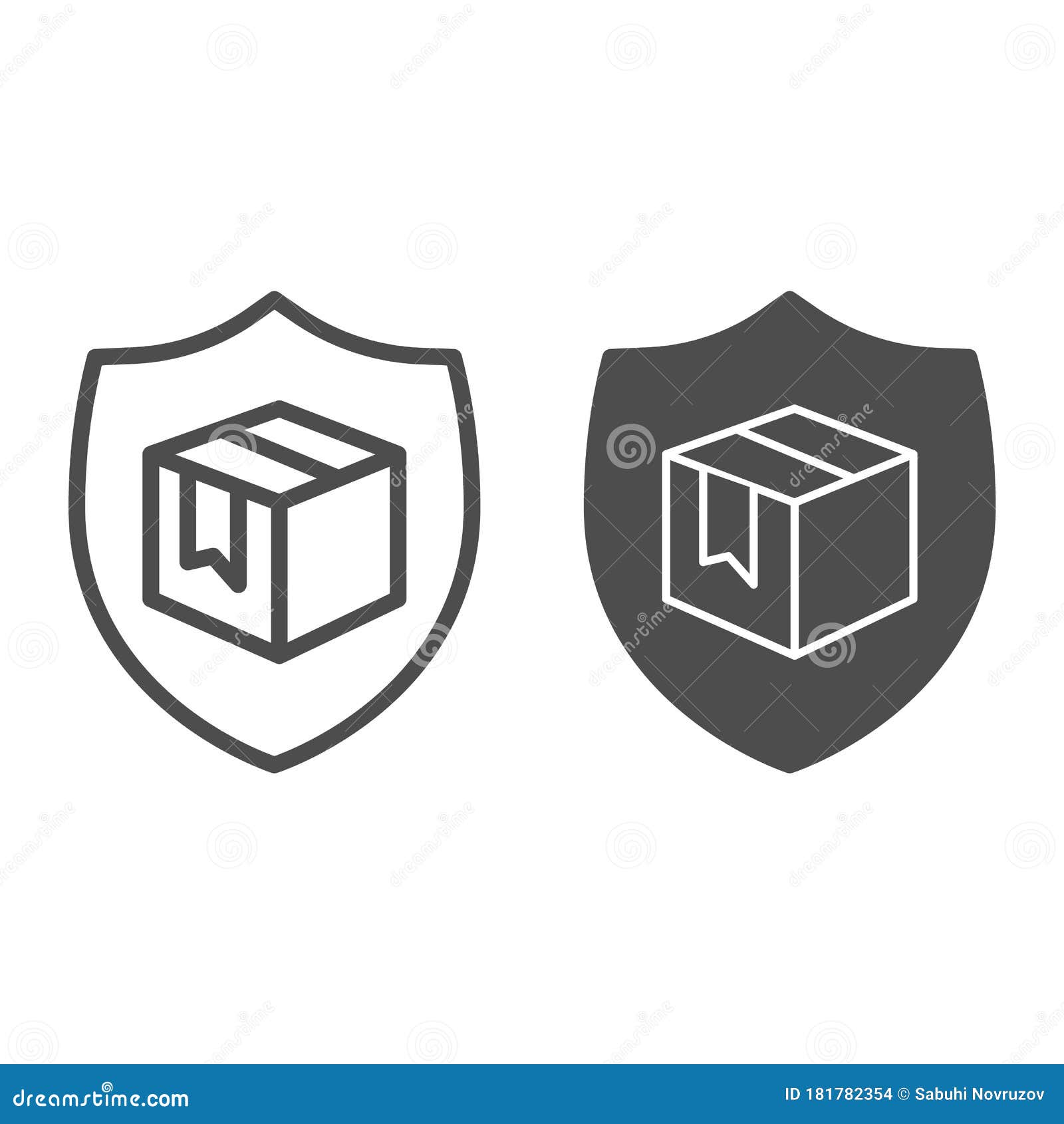 Box with Security Shield Line and Solid Icon, Delivery and Logistics ...