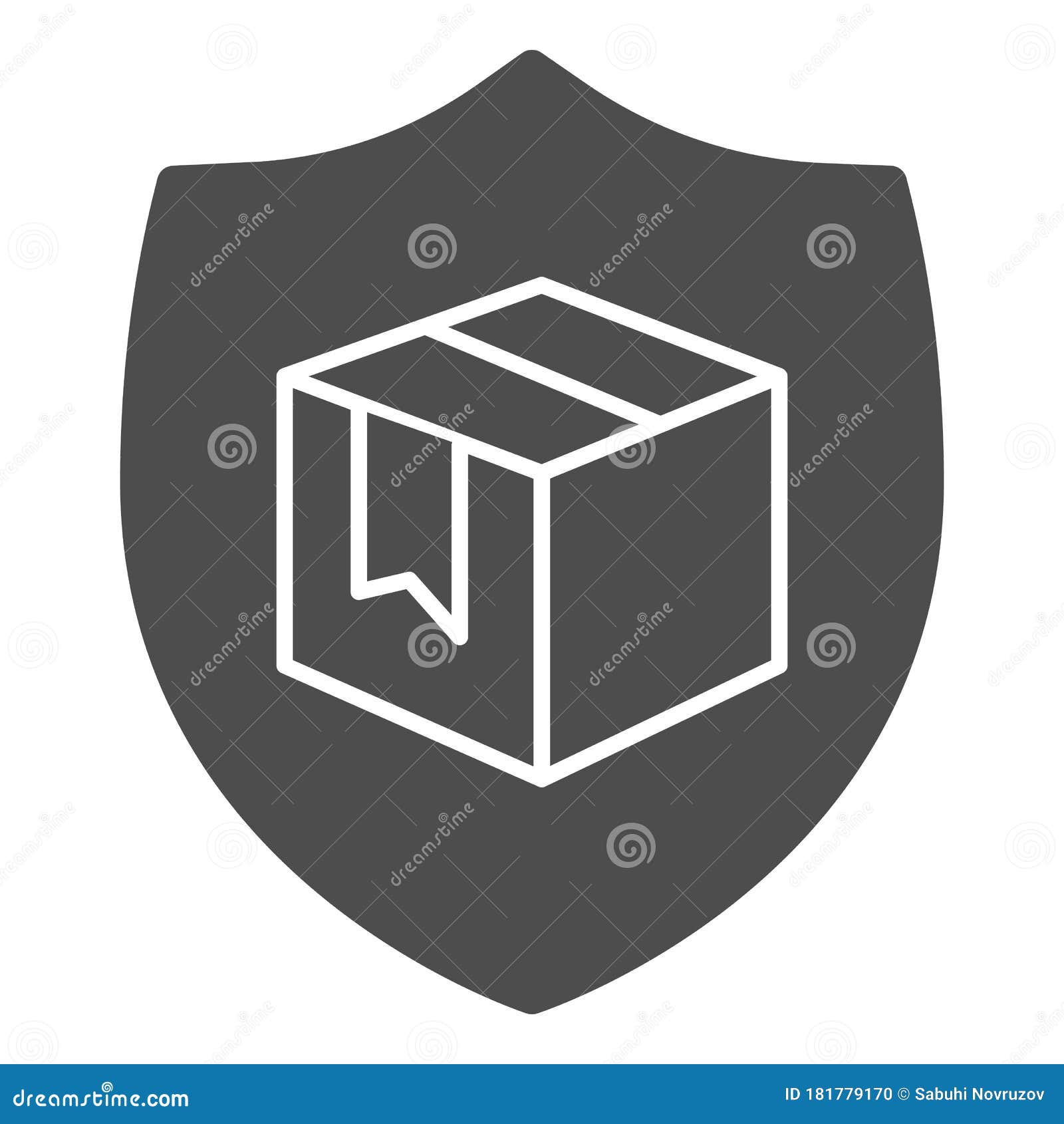 Box with Security Shield Solid Icon, Delivery and Logistics Symbol ...