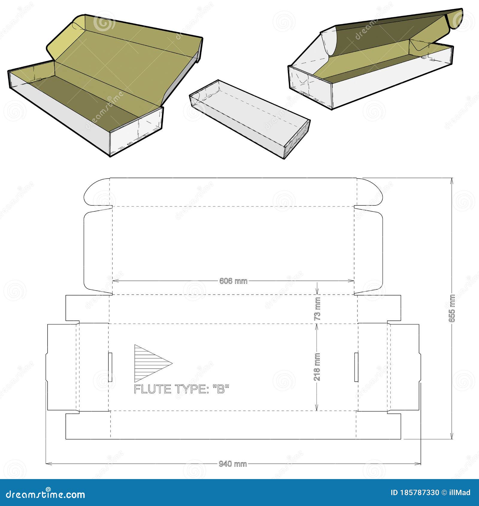 Box Self Assembly and Die-cut Pattern. Stock Vector - Illustration of ...