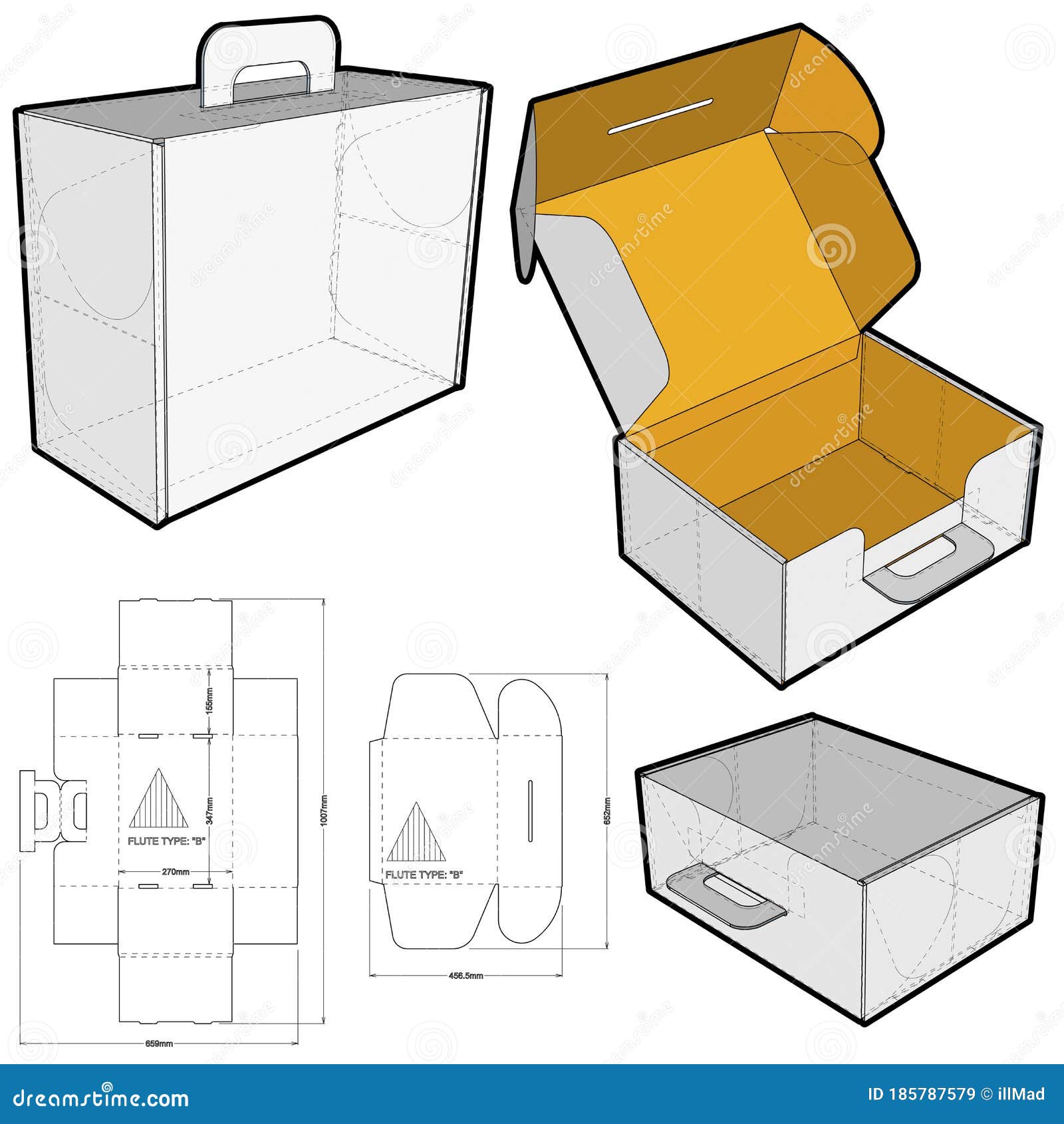 Box Self Assembly and Die-cut Pattern. Stock Vector - Illustration of ...
