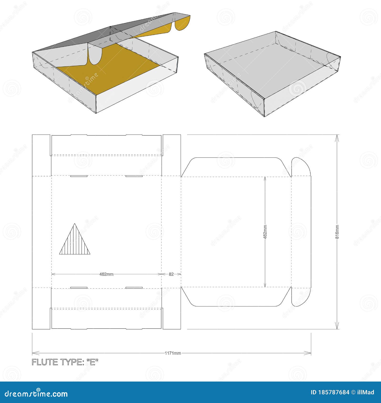 Box Self Assembly and Die-cut Pattern. Stock Vector - Illustration of ...