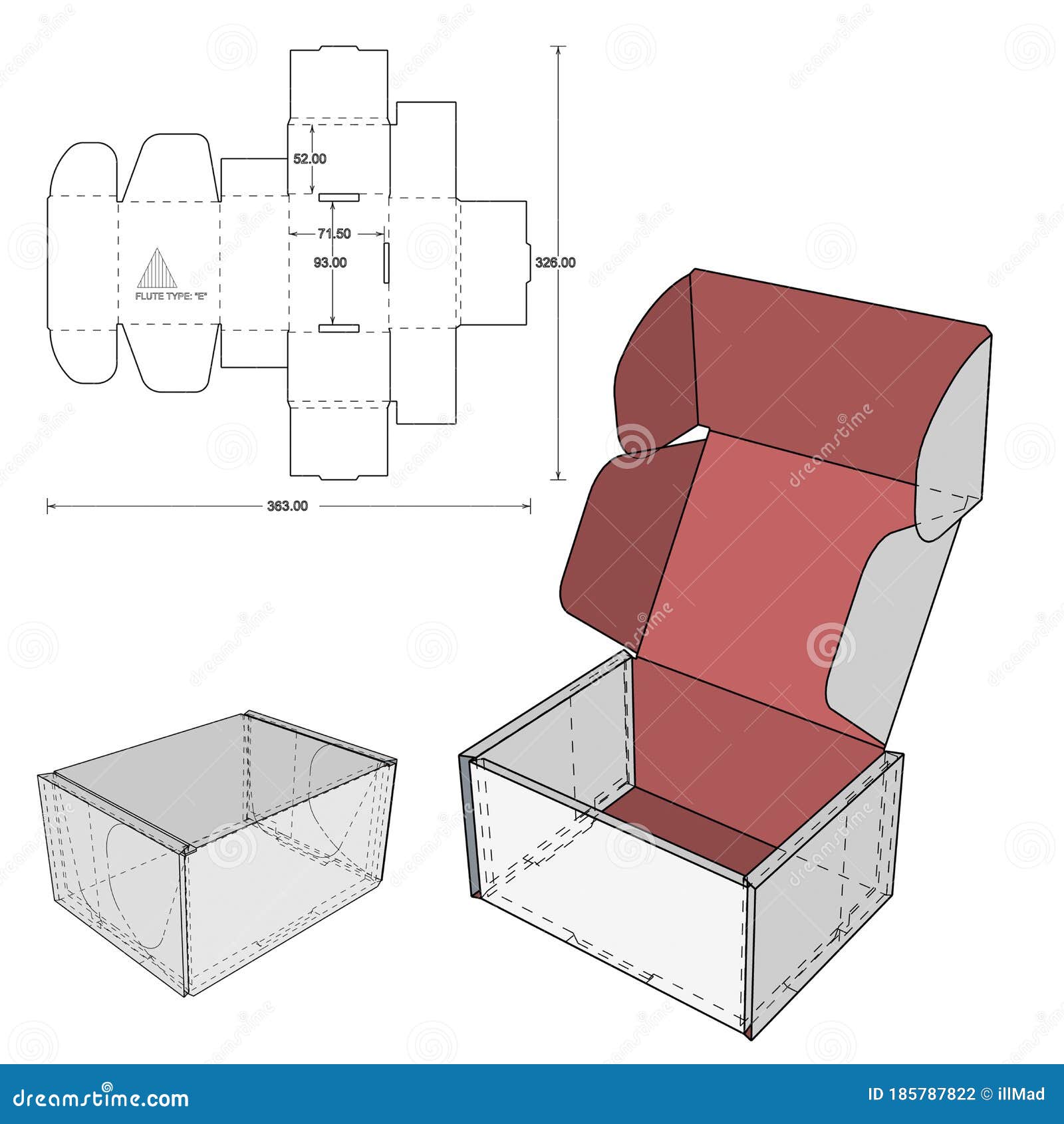 Box Self Assembly and Die-cut Pattern. Stock Vector - Illustration of ...