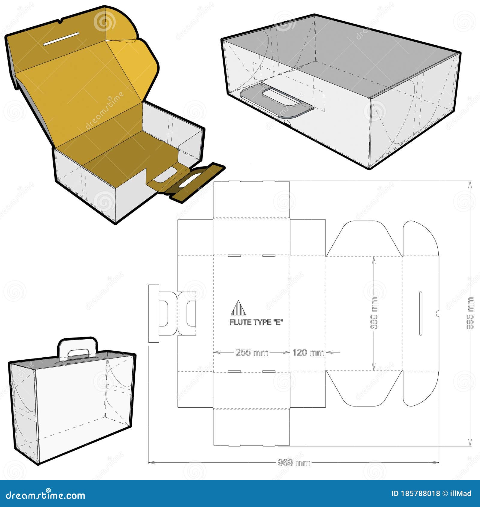 Box Self Assembly and Die-cut Pattern. Stock Vector - Illustration of ...