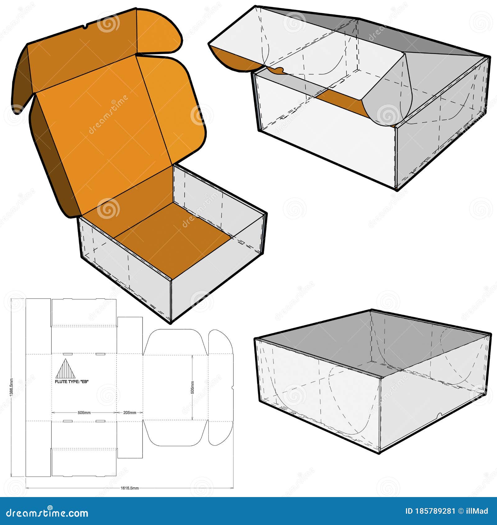 Box Self Assembly and Die-cut Pattern. Stock Vector - Illustration of ...