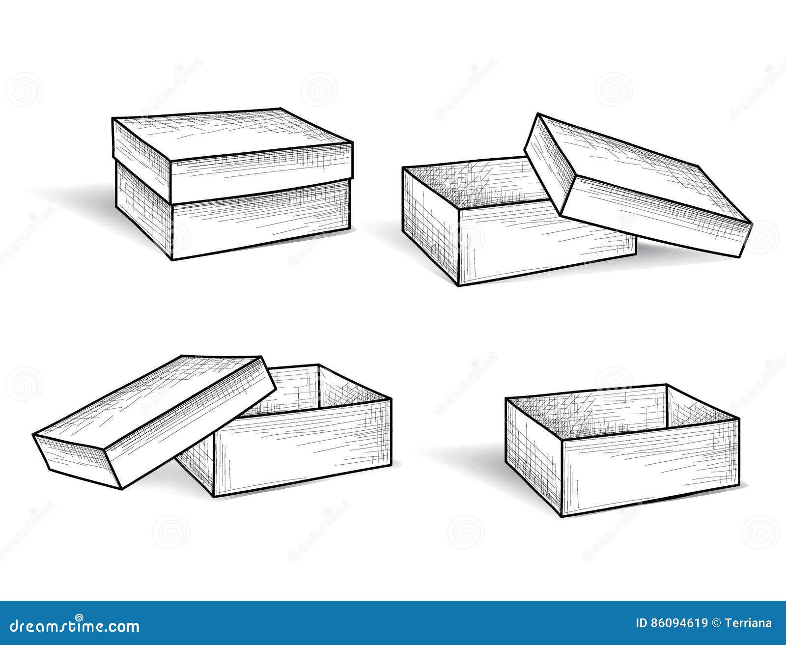 Box Set. Package Engraved Doodle Line Collection. Box Packaging Stock ...