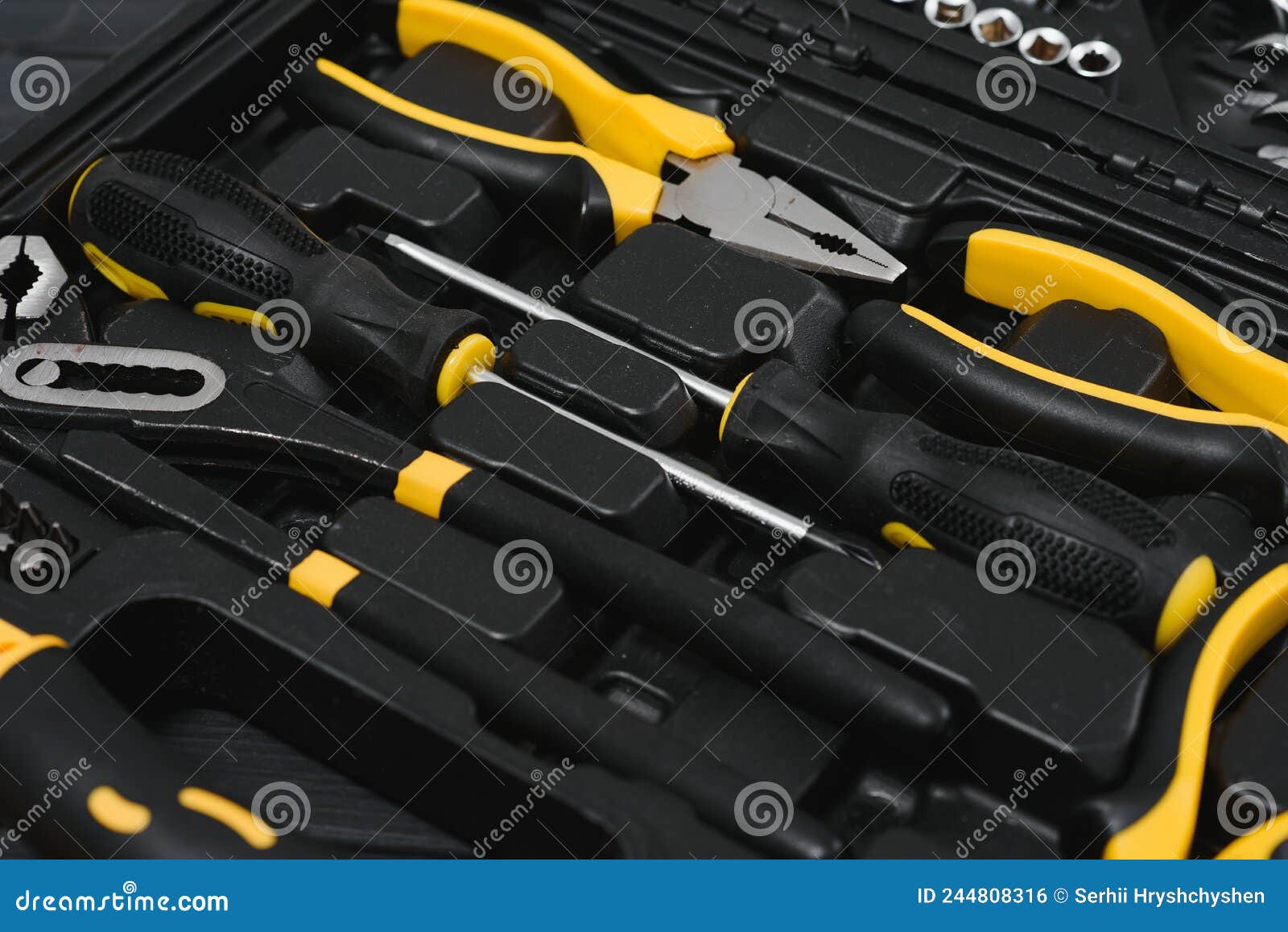 Box with Set of Tools for Car Repair, Closeup. Stock Photo - Image of ...