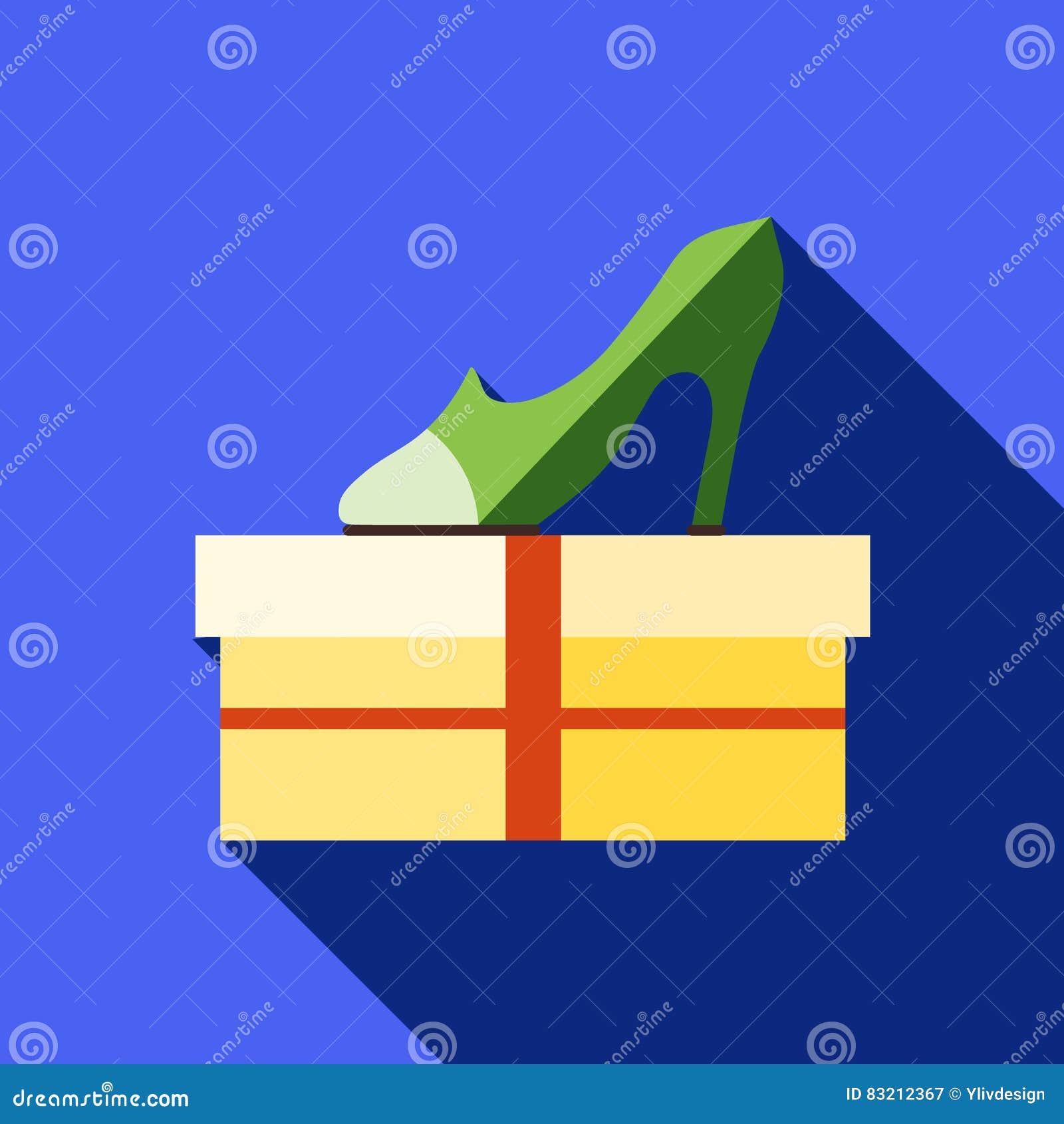 Box with Shoes Icon, Flat Style Stock Vector - Illustration of flat ...