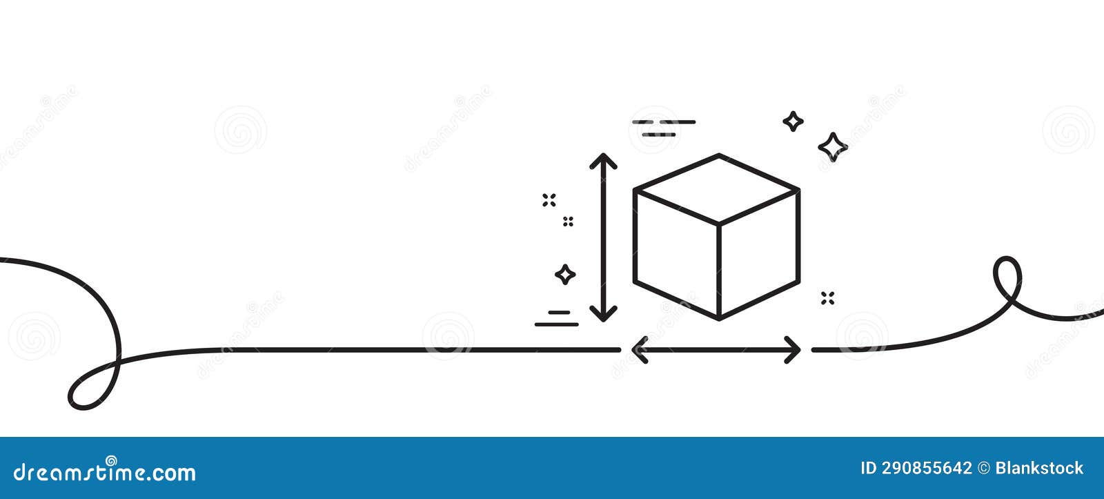 Box Size Line Icon. Package Dimension Sign. Continuous Line with Curl ...