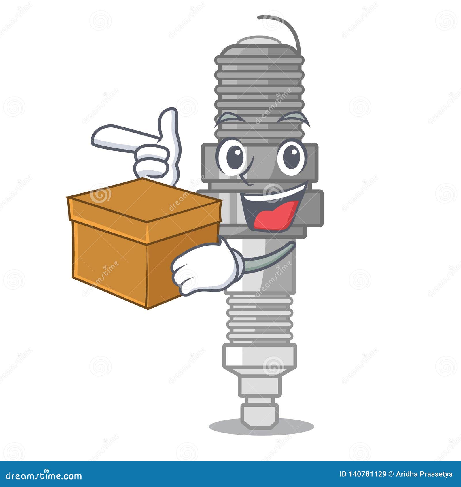 With Box Spark Plug in a Cartoon Box Stock Vector - Illustration of ...