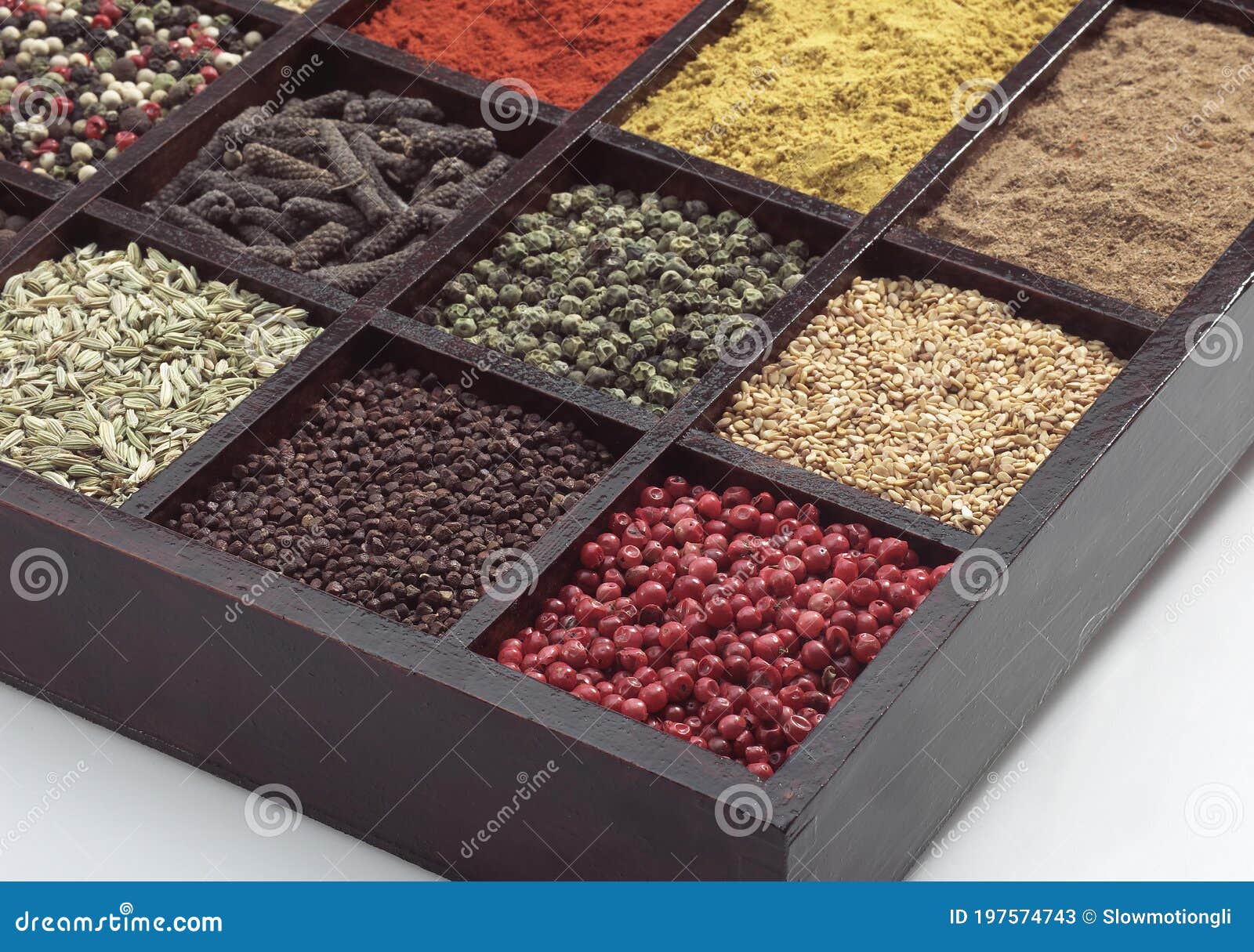 Box with Spices stock image. Image of spices, studio - 197574743