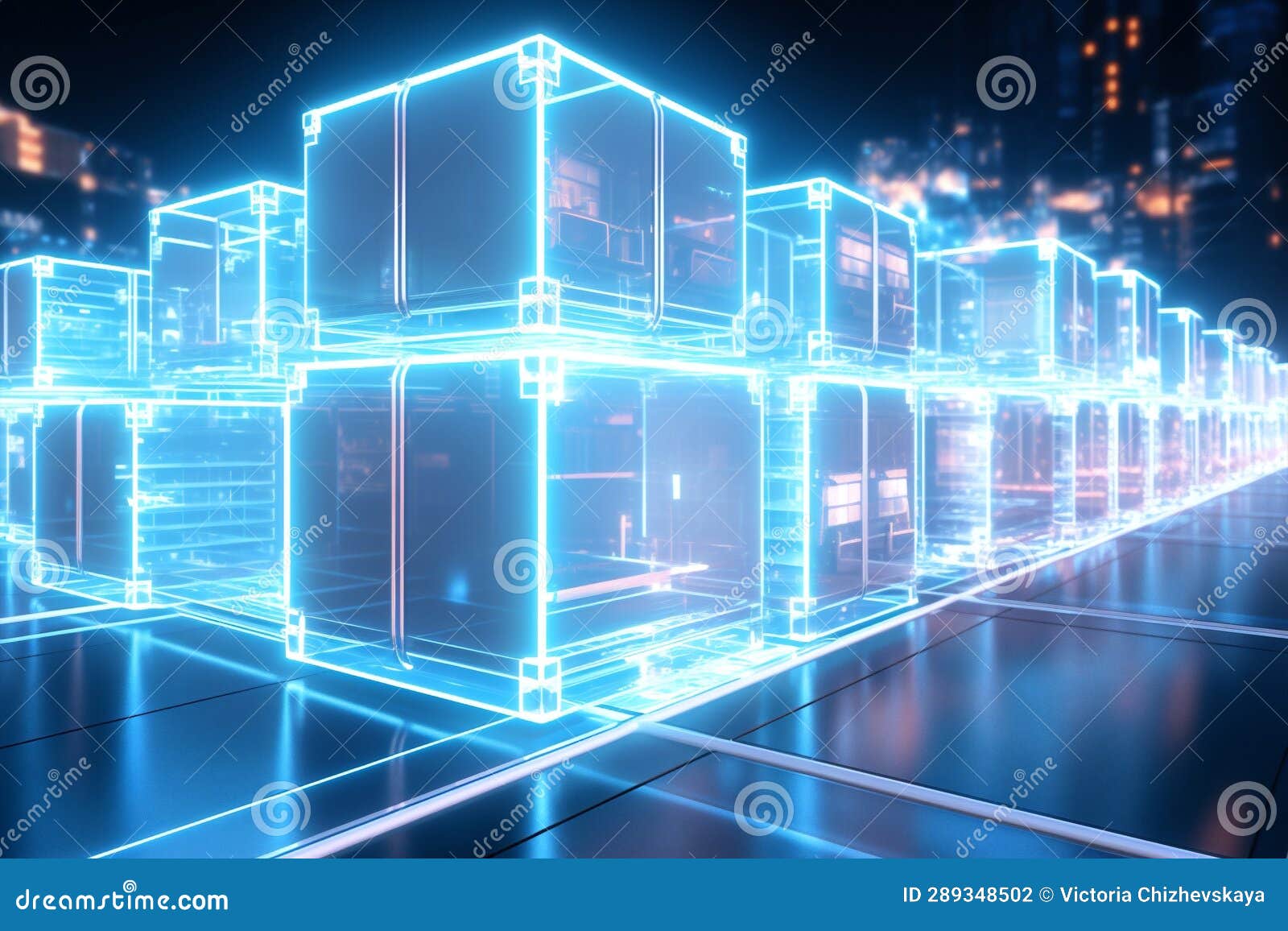 Box Square Technology Blue Digital Computer Tech Cargo Network Abstract ...