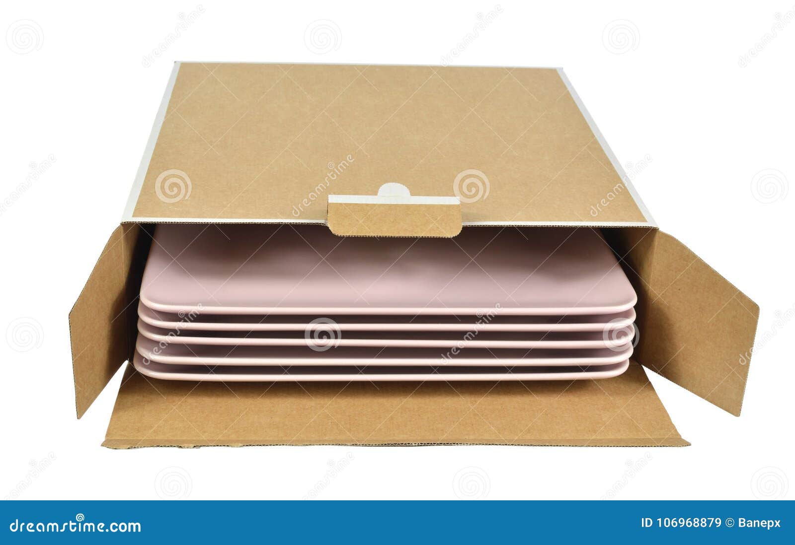 Box with a stack of plates stock image. Image of order - 106968879