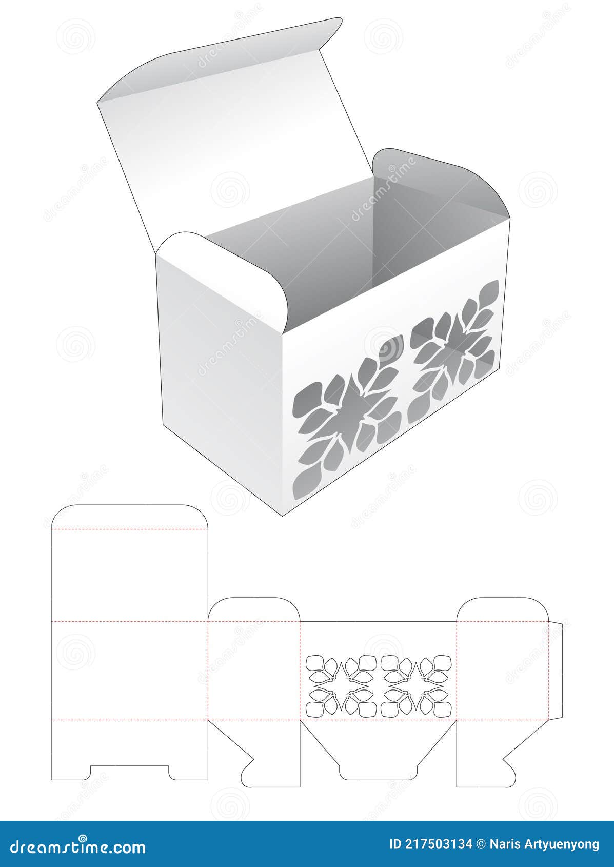 Box with Stenciled Pattern Die Cut Template Stock Vector - Illustration ...