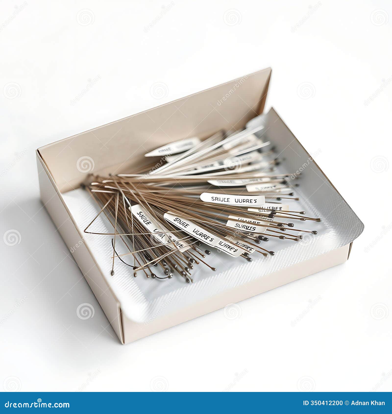 A Box of Surgical Sutures with an Opened Packet Showing Labeled Strands ...