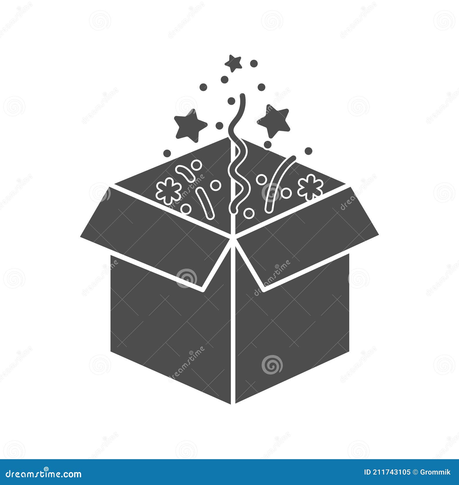 Box With A Surprise, An Illusion, Or A Firework Display. An Empty ...