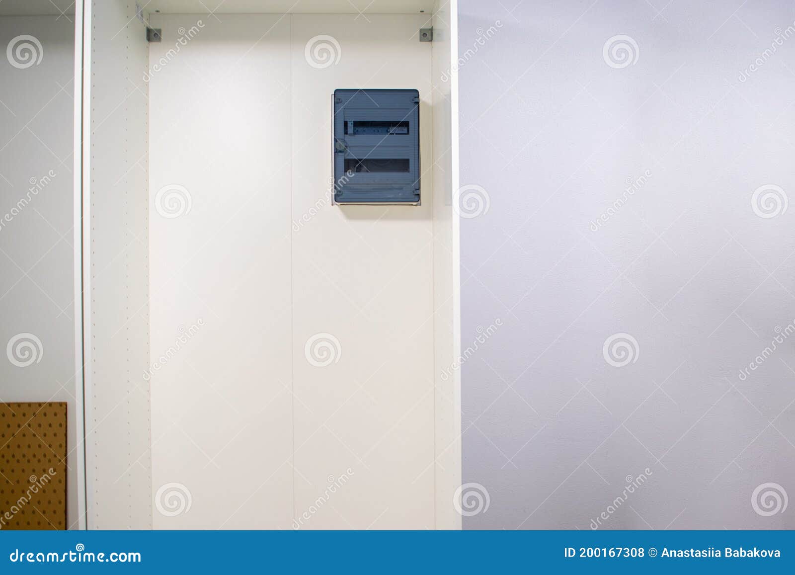 Box with Switchboard with Home Internet Router in the Wardrobe. Stock ...