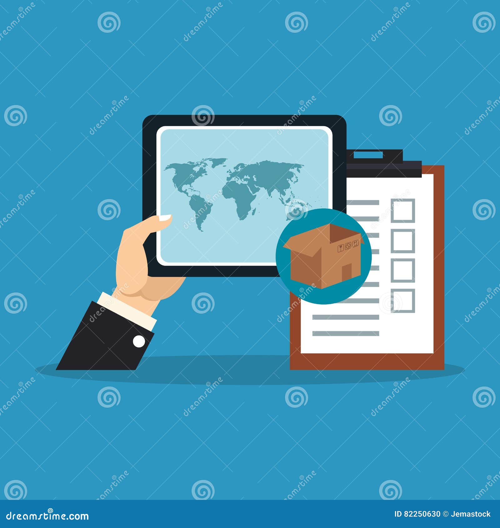 Box and Tablet of Delivery Concept Design Stock Vector - Illustration ...