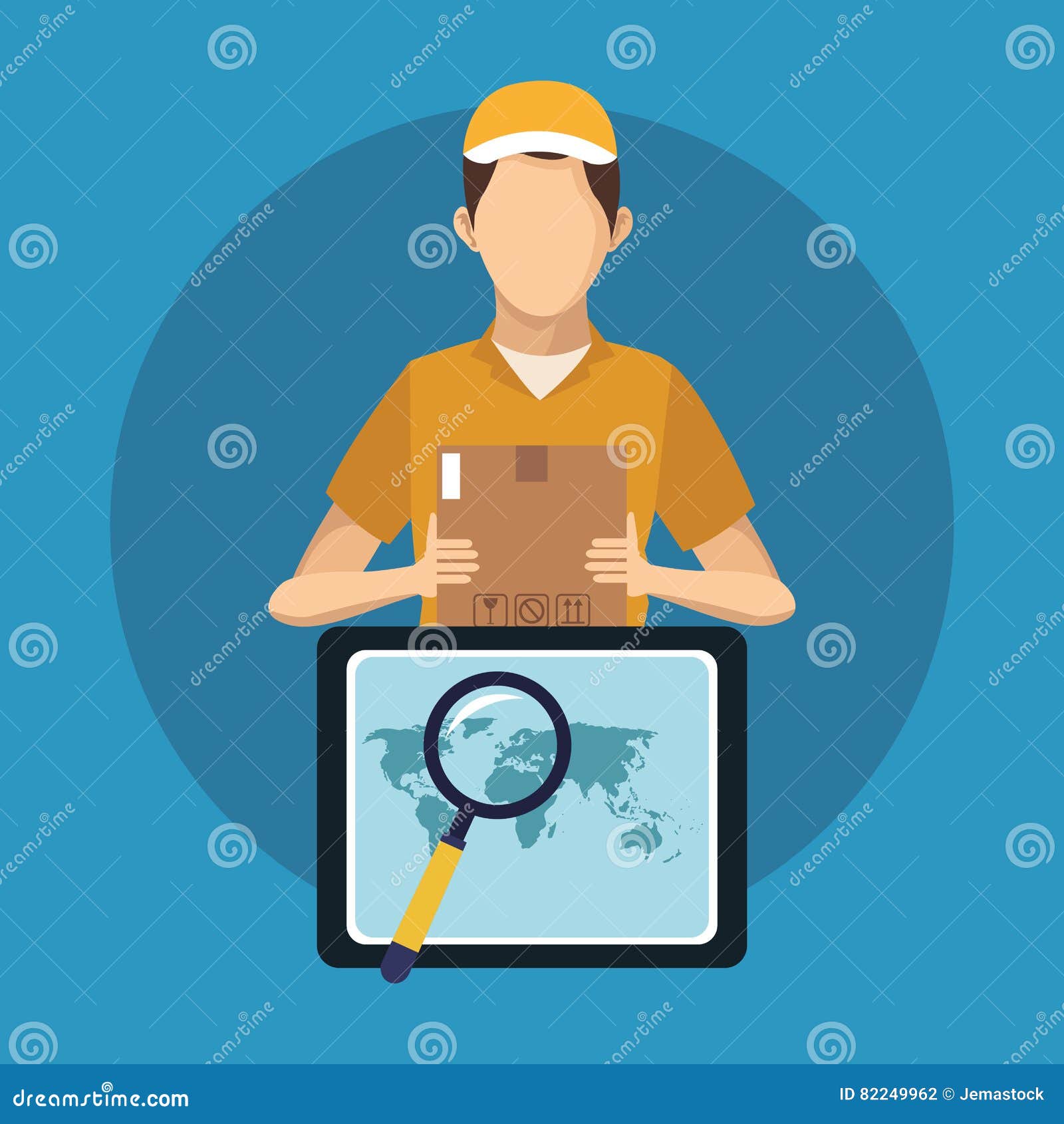 Box Tablet and Man of Delivery Concept Design Stock Vector ...