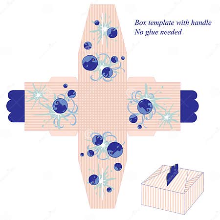 Box Template with Handle, with Stripes and Fruit Stock Vector ...
