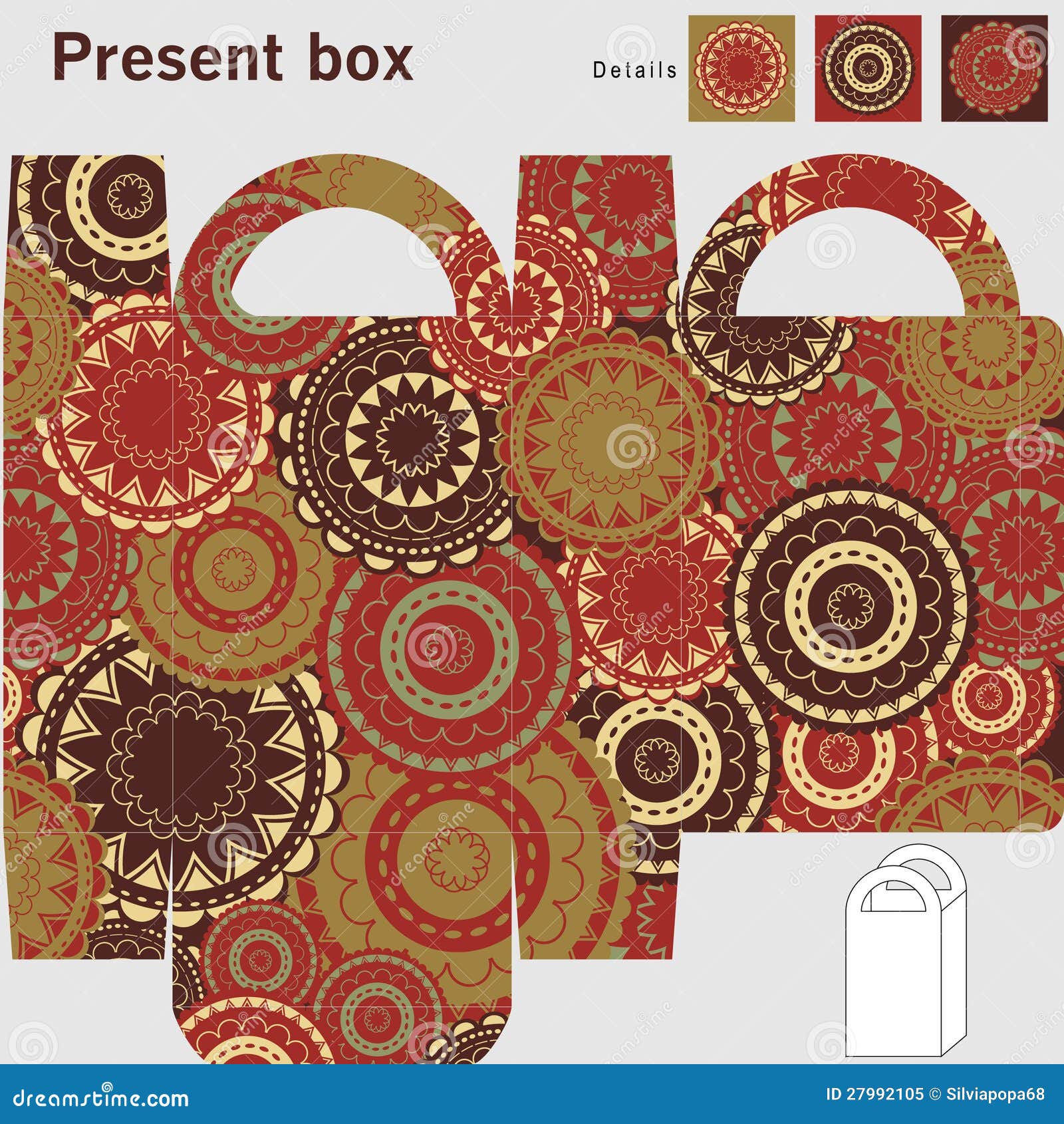 Box Template. Ornaments Pattern Stock Illustration - Illustration of ...