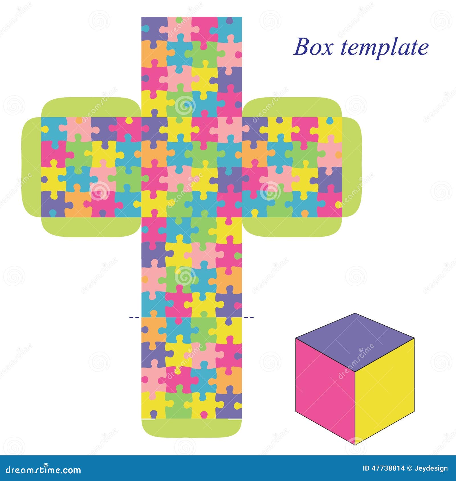Box Template With Puzzle Pattern Vector Illustration | CartoonDealer ...