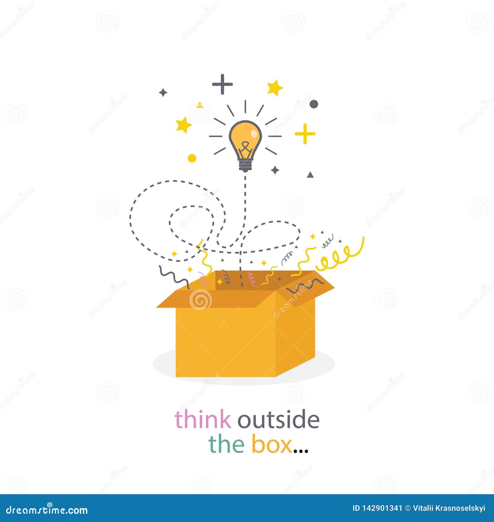 Box Think Outside. Light Bulb Line Concept. Creativity Idea. Think Good ...