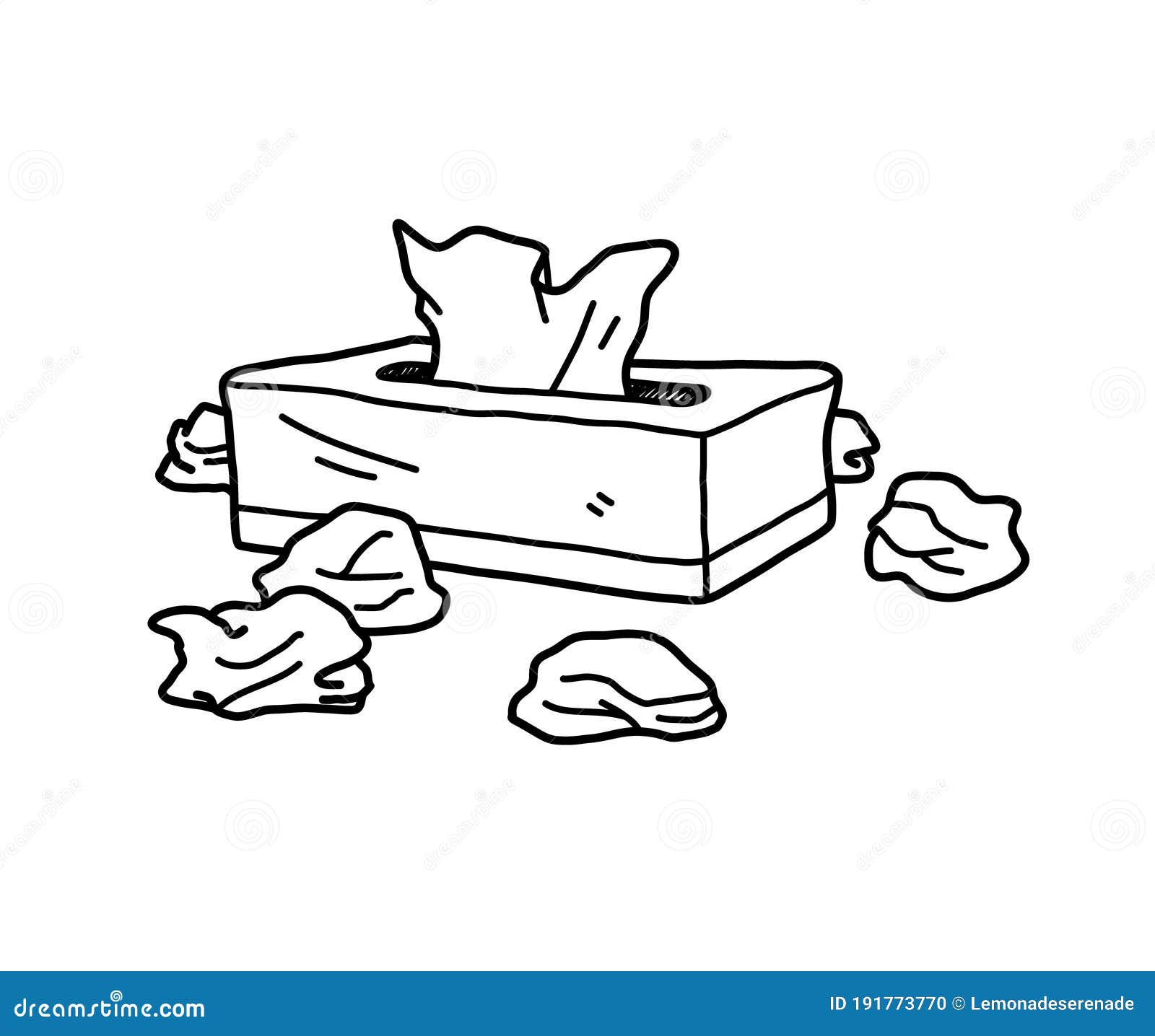 Box of Tissue Paper Doodle, Hand Drawn Vector Doodle Illustration of a ...