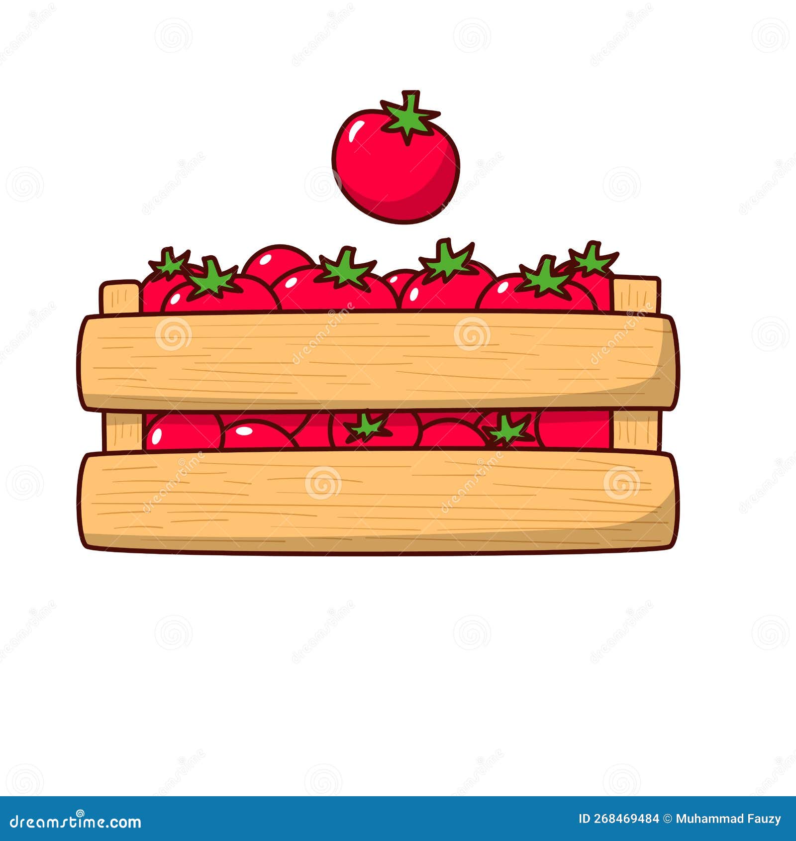 Box of Tomato Vector Illustration in Cute Cartoon Style Stock Vector ...