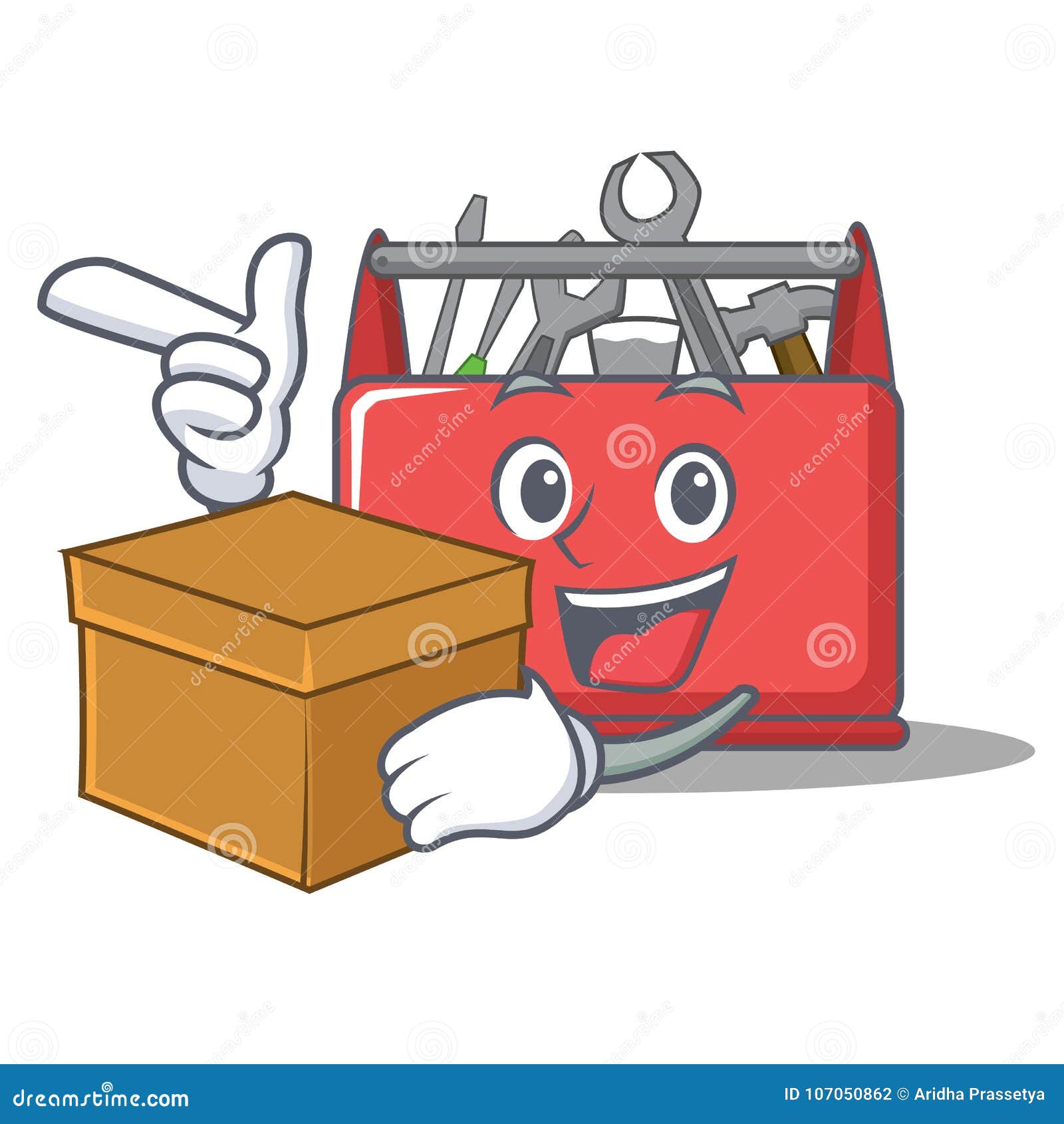 With Box Tool Box Character Cartoon Stock Vector - Illustration of ...