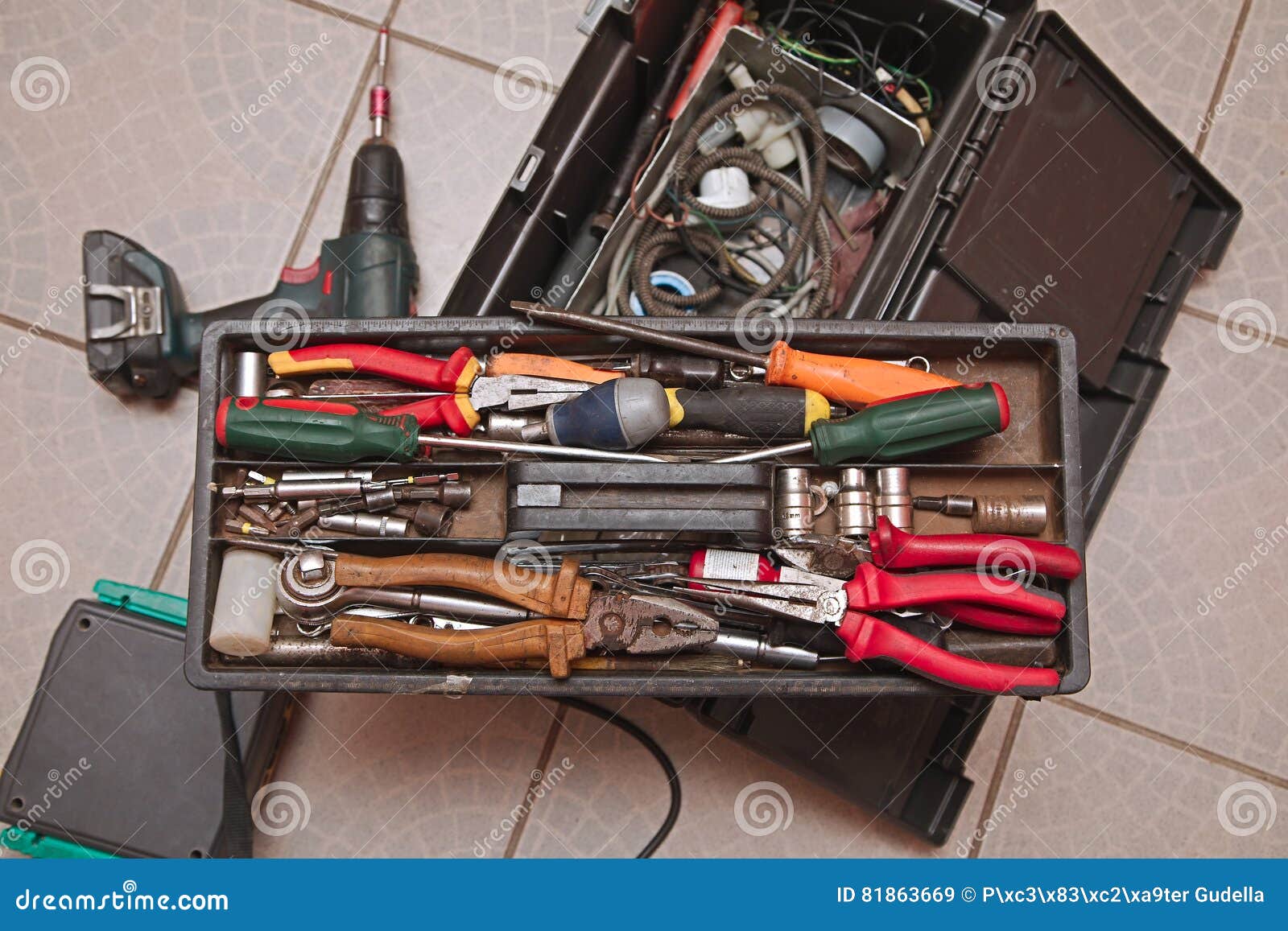 Box of tools stock image. Image of tools, janitor, closeup - 81863669