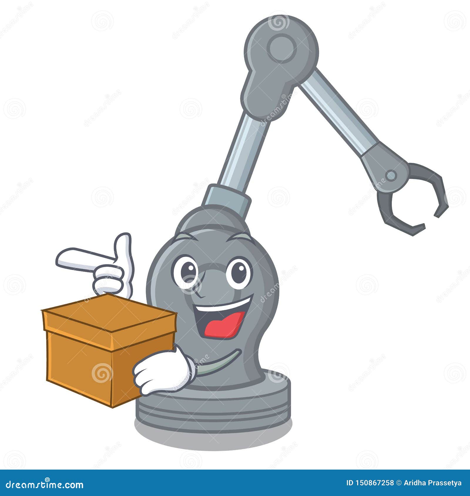 With Box Toy Robotic Arm Machine on Cartoon Shape Stock Vector ...