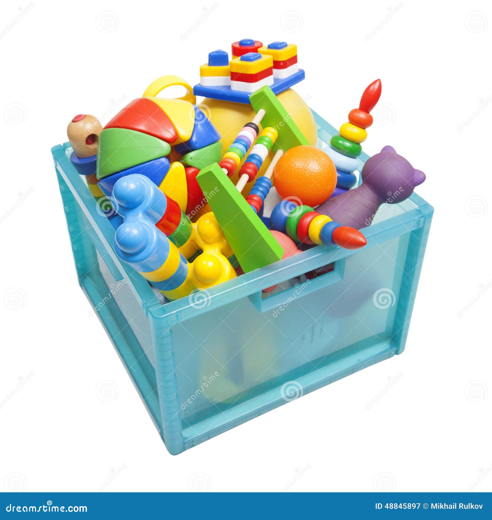 Box with toys stock image. Image of block, stuffed, pink - 48845897