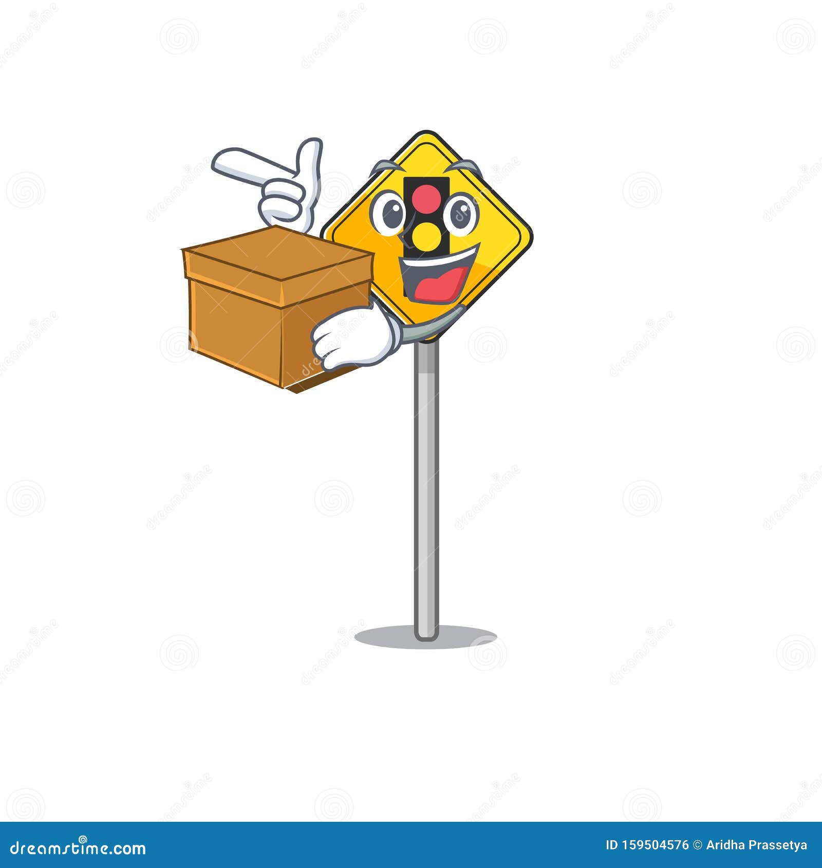 With Box Traffic Light Ahead Isolated with Cartoon Stock Vector ...