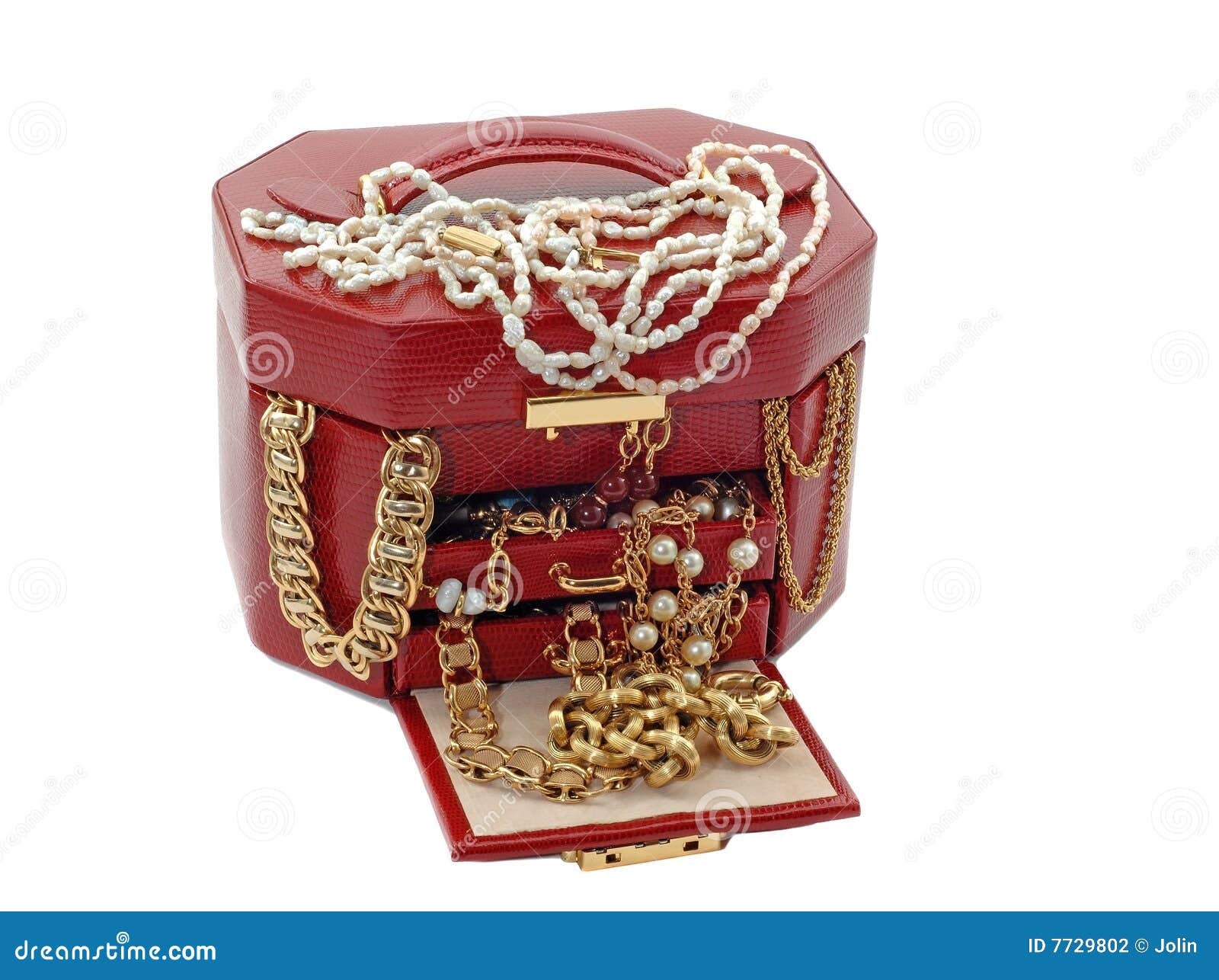 Box of Treasure with Gold Jewelry Stock Photo - Image of pearl, chest ...