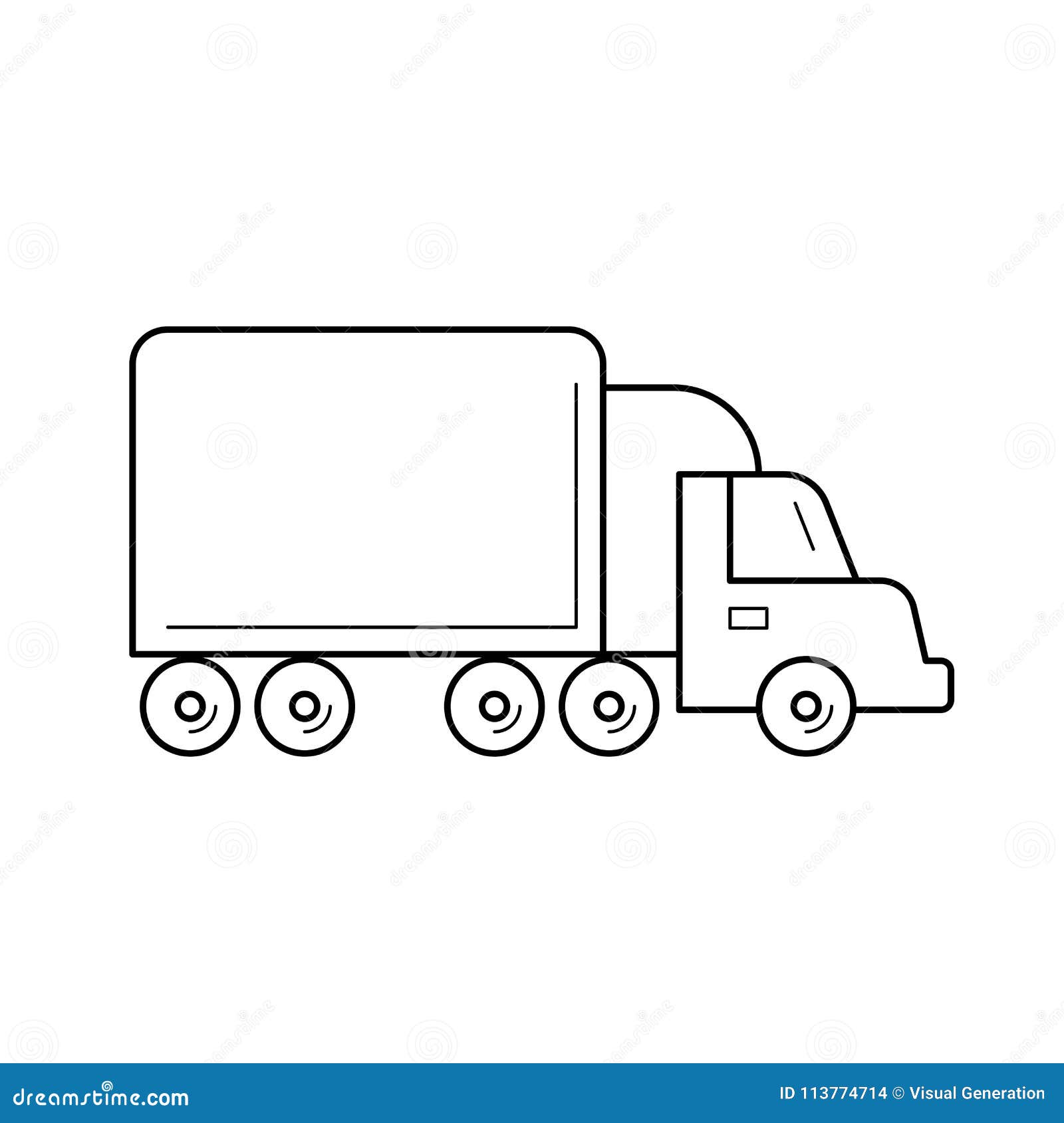 Box truck line icon. stock vector. Illustration of flat - 113774714