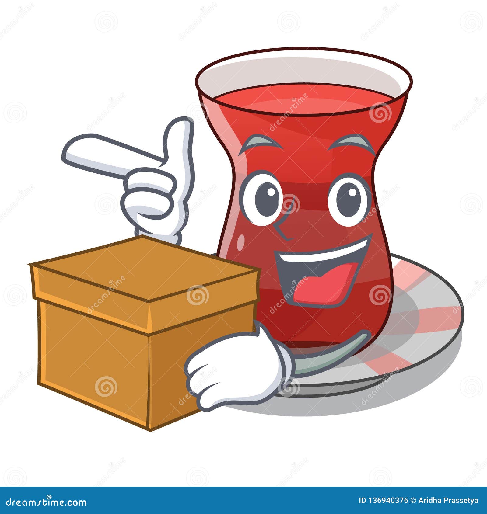 With Box Turkish Tea in a Cartoon Glass Stock Vector - Illustration of ...