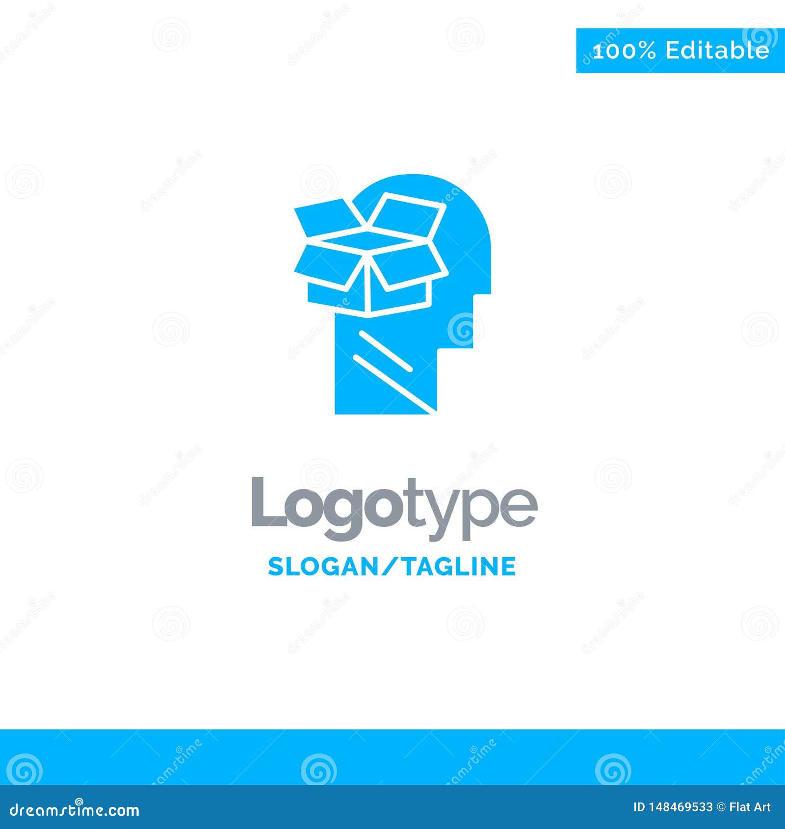 Box, Unbox, Data, User, Male Blue Solid Logo Template. Place for ...