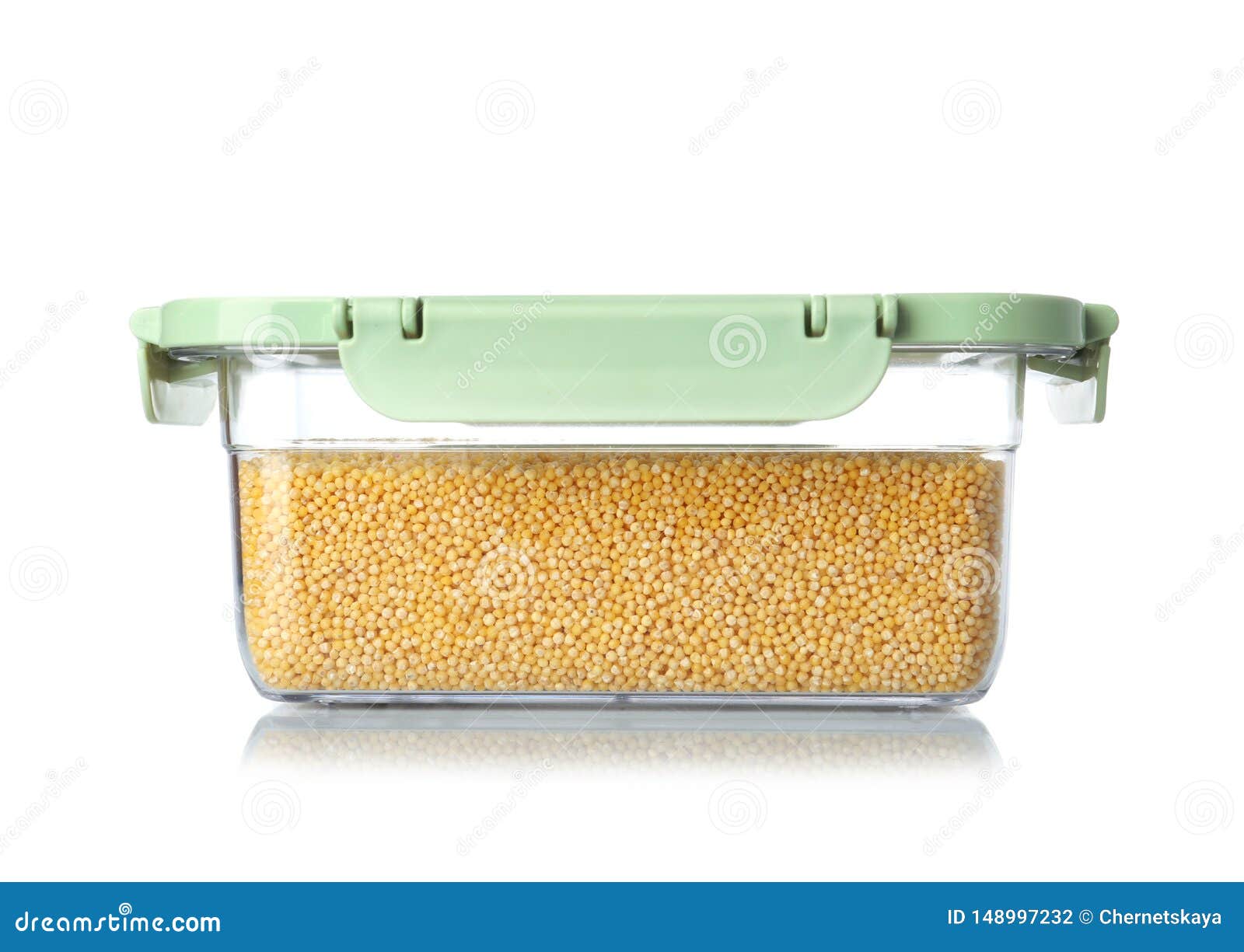 Box with Uncooked Millet on White Stock Photo - Image of food, packed ...