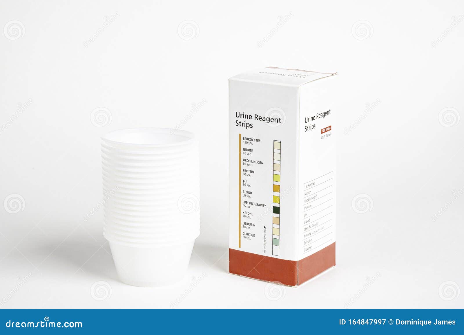 Urine Strips Box and a Stack of Plastic Containers Editorial ...