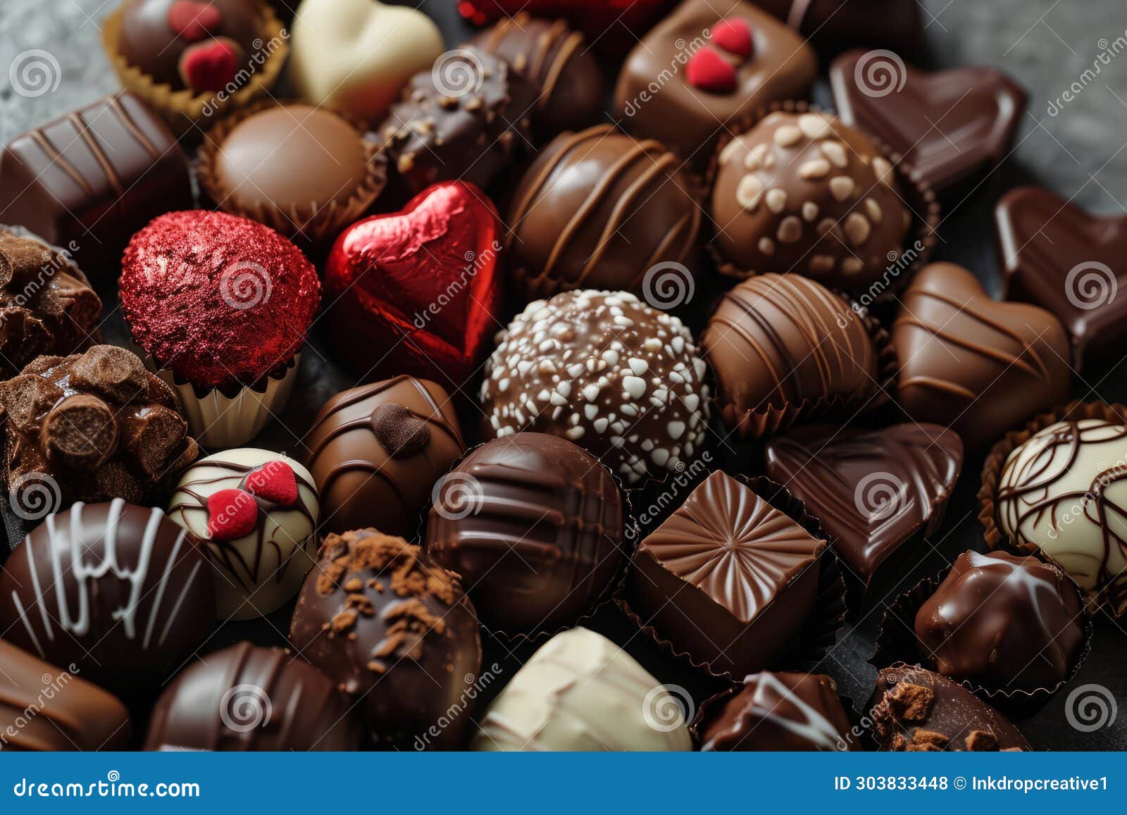 A Box of Valentines Chocolate Sweets in Different Shapes and Flavors ...