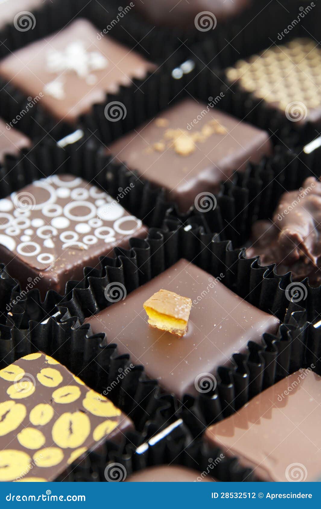 Box of Various Chocolate Pralines Stock Photo - Image of confection ...