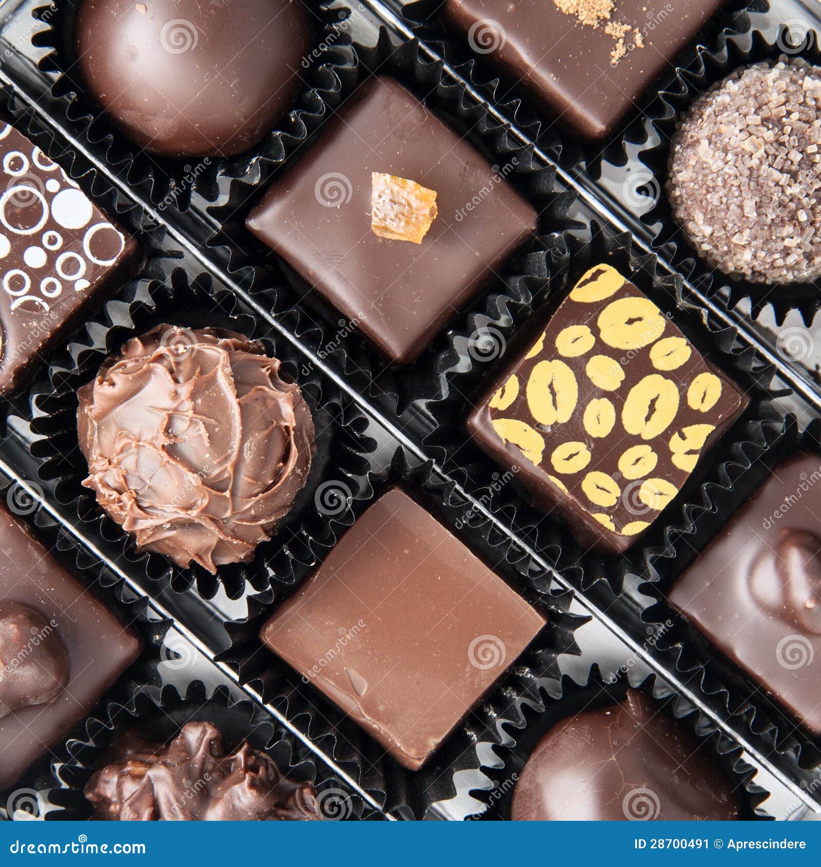 Box of Various Chocolate Pralines Stock Image - Image of present ...