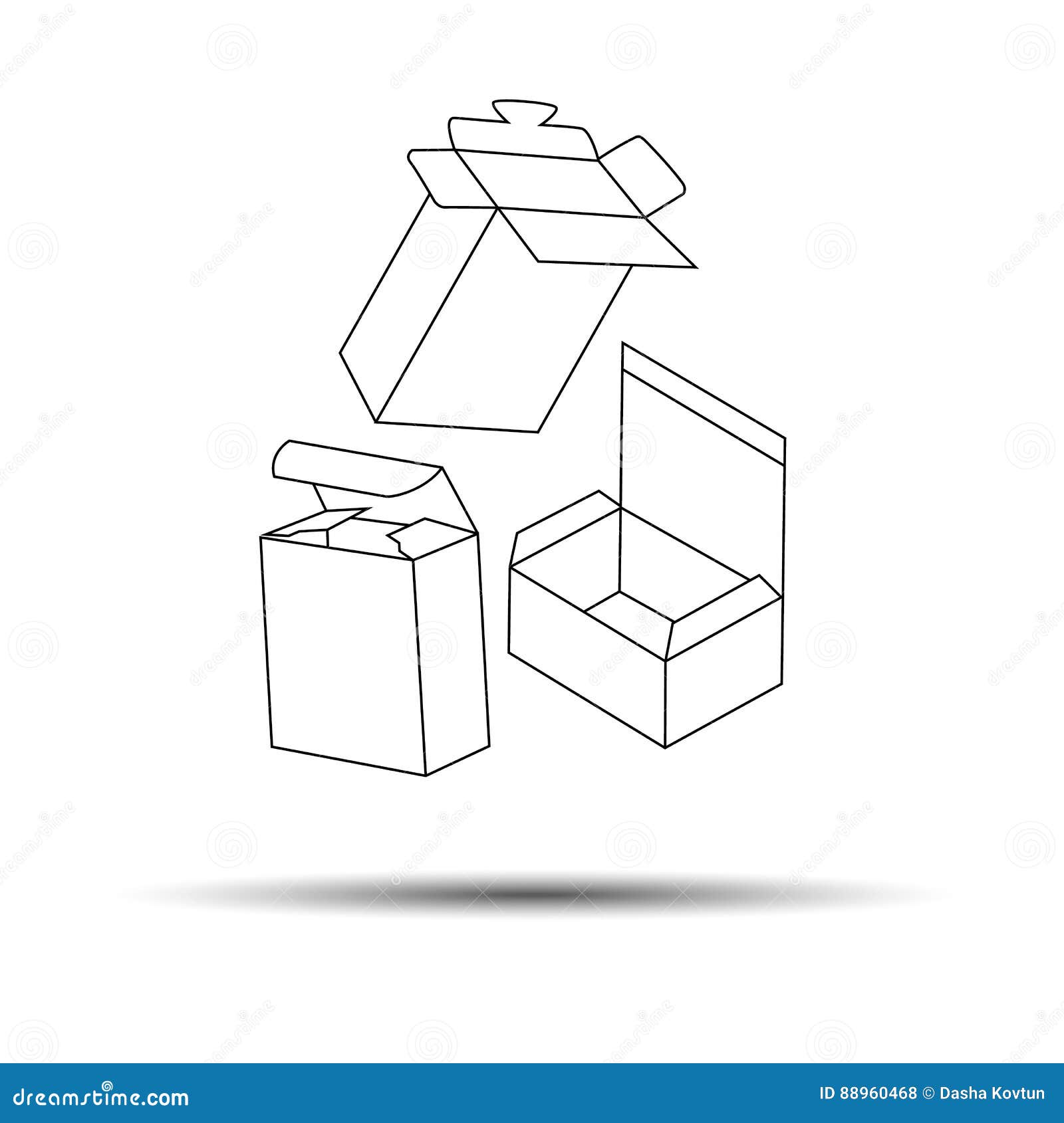 Box Vector Gift Set Shape Illustration Package Carton Open Stock Vector ...