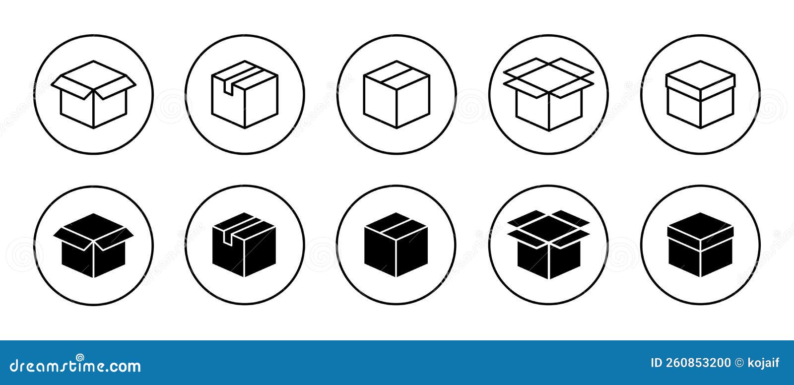Box Vector Icons Set. Back and Line Box Symbol Stock Vector ...