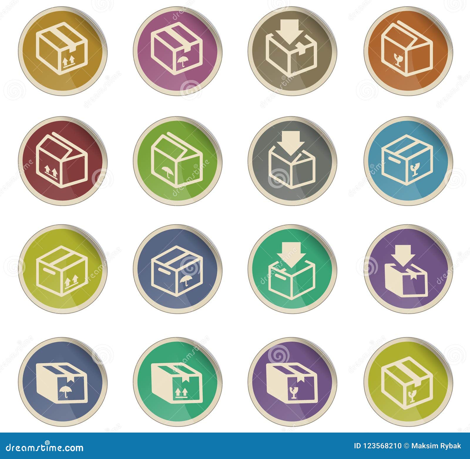 Box icon set stock vector. Illustration of parcel, white - 123568210