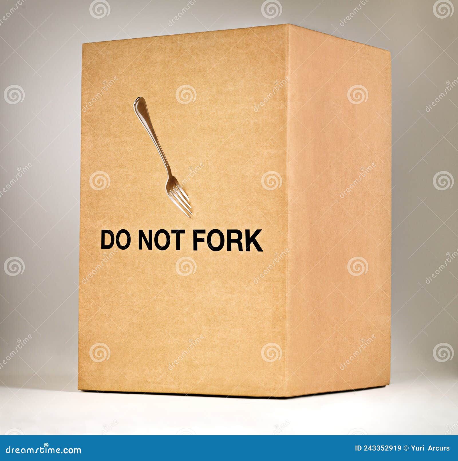 Dont Fork with the Box. a Box with a Warning on it and a Fork in it ...
